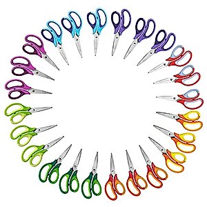 WA Portman 5 Inch Pointed Kids Scissors 24 Pack - Small Scissors for School Kids - Kids Safety Scissors Bulk - Kid Scissors for Right-Handed Use - Bulk School Supplies Pointed Scissors for Kids