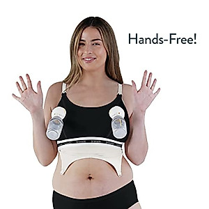 BRAVADO! DESIGNS Women’s Pumping Bra Hands Free | Clip and Pump | Pumping Accessory | Black | L