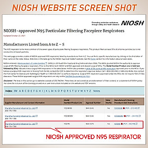 YQ YICHITA N95 Mask NIOSH Approved 25-Pack, Particulate Respirator N95 Face Masks Universal Fit - Individually Wrapped