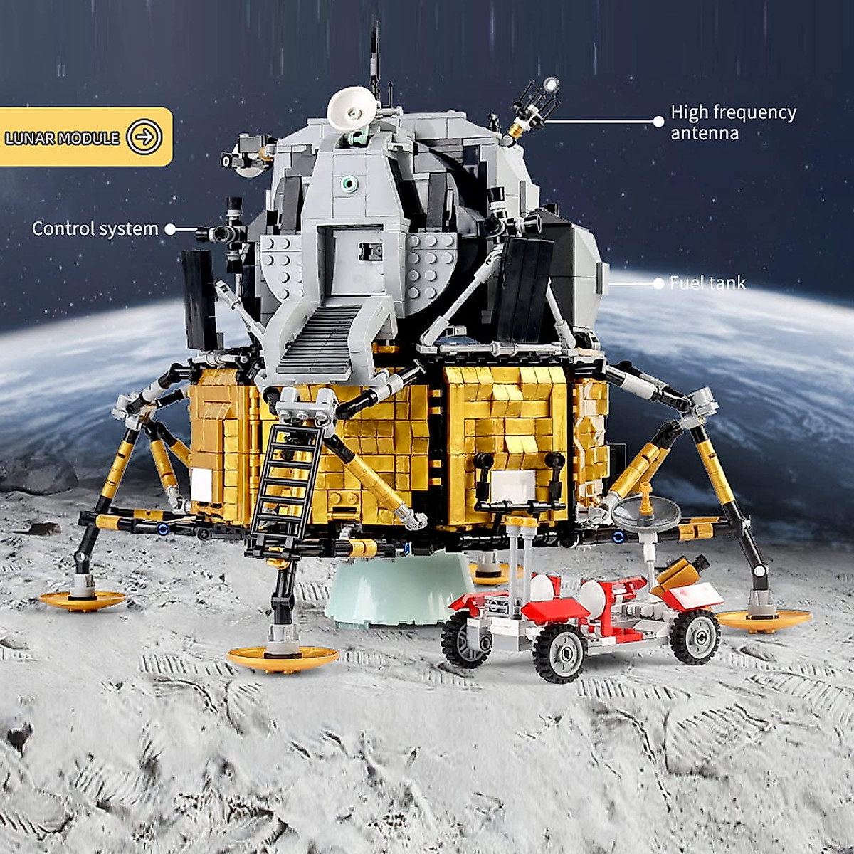 Mould King 21006 Building Toys for Apollo 11 Lunar Lander, Spacecraft Build and Display Model Collectible Building Set for Adults, Space Science Building Kit for Kids Gifts, 7018+Pcs