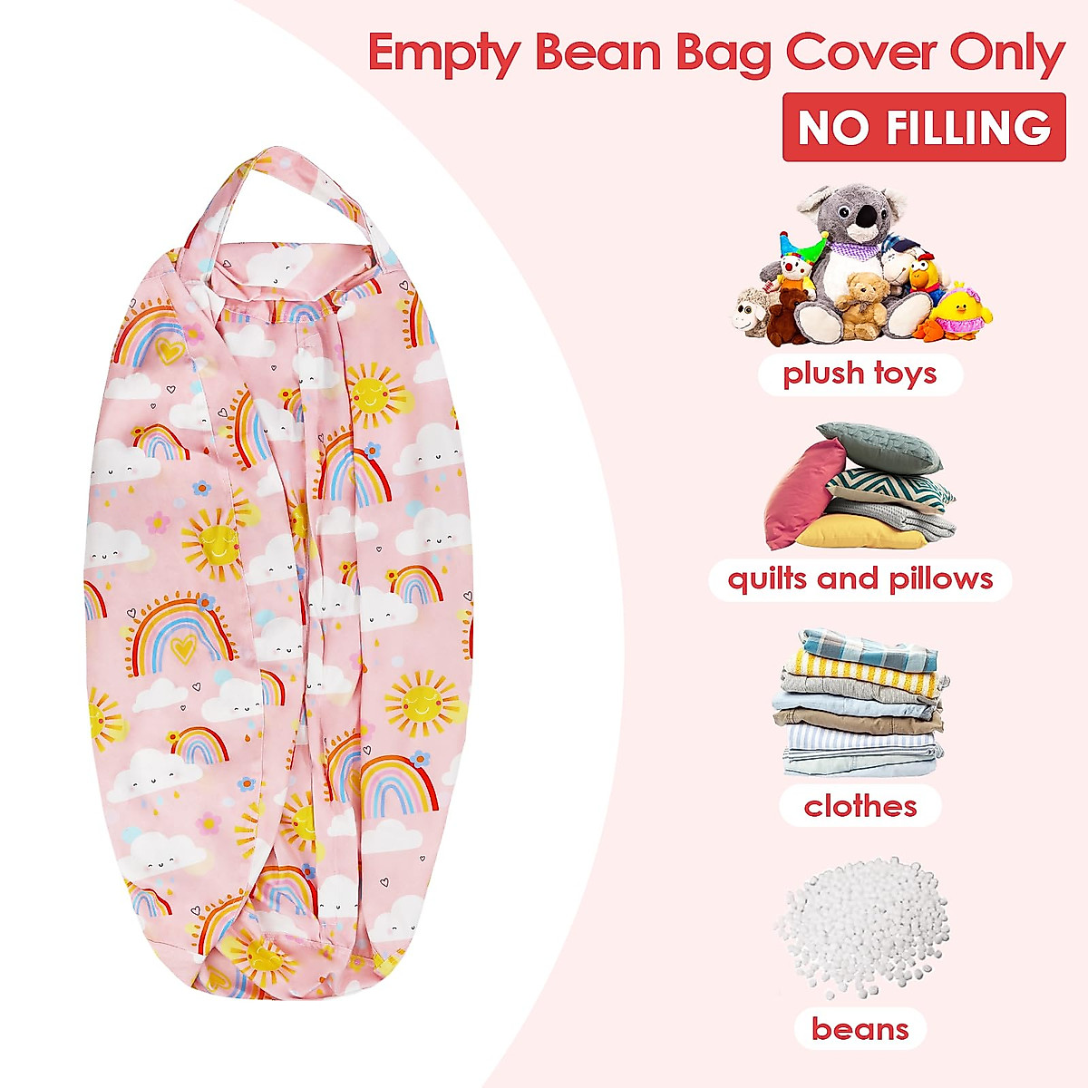 decalsweet Bean Bag Chair for Kids Stuffed Animal Storage Beanbag Chairs,Toddler Toy Storage Organizer for Girls and Boys,Large 32'' Cover Only（No Filling