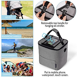 Breastmilk Cooler Bag with Ice Pack Reusable Storage Bags, Fit 6 Baby Bottles, Insulated Baby Bottle Cooler Bag Suitable for Nursing Mom Daycare, Waterproof with Zipper Pocket, Grey