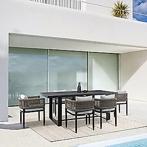 Armen Living Felicia Modern Outdoor Patio Dining Chair, Standard, Black