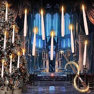 Palmatte 10 Packs Halloween Decorations Floating Candles with Wand Remote 6.1" Battery Operated Flameless Candles LED Warm Lights Christmas Gifts Home Room Decor Halloween Party Decorations Indoor