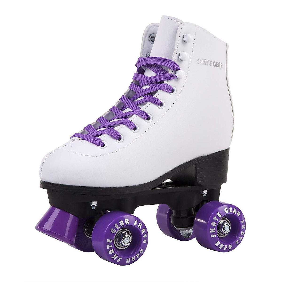 Skate Gear Extra Support Quad Roller Skates for Kids and Adults (Purple, Women's 7 / Youth 6 / Men's 6)