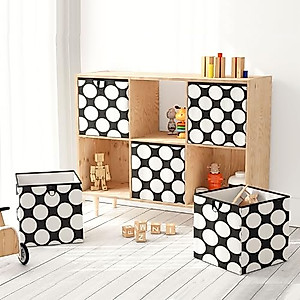 Bacati - Large Storage Tote Dots Pin Stripes Black Neutral 14 x 14 x 10 inches