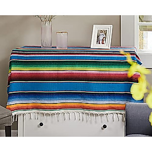 Charlbytion Decorative Table Runners Soft Cozy for Bed or Sofa Farmhouse Outdoor Throw Blankets Camping or Picnic Restaurants Hotel Patio Tablecloth. (55''x85'', Blue)