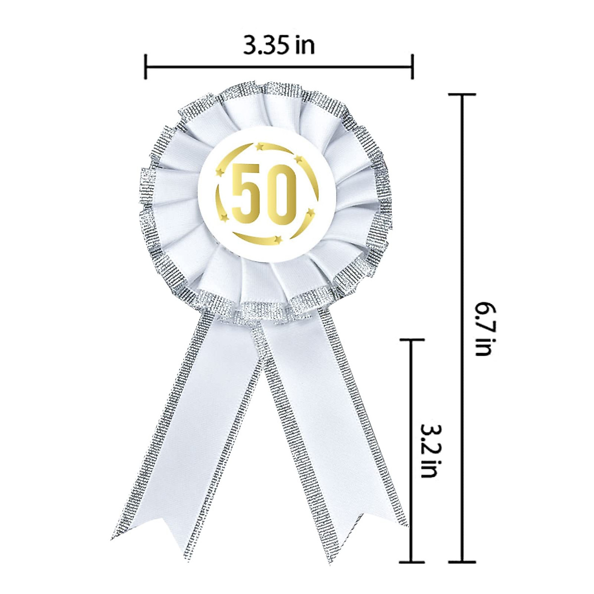 White and Gold 50th Birthday Party Accessories Tin Badge, Happy 50th Birthday Badge, Men's and Women's Birthday Party Supplies