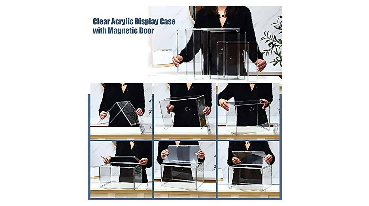 Acrylic Display Cases 8-Pack - Clear, Stackable & Magnetic Doors