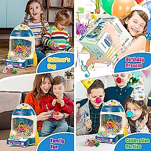 Bambibo Mini Claw Machine for Kids - Pre Assembled Blue Rocket Shaped, Vending | Indoor Toys Arcade Machines Home Game with Music Age 3-8, Pink