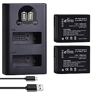 DMW-BLG10, Pickle Power 2 Pack 1280mAh Battery with LED Dual USB Charger for Panasonic Lumix DC-ZS80, DC-GX9, DC-LX100 II, DC-ZS200, DC-ZS70, DMC-GX80,GX85,DC-G100,DMC-ZS60 Cameras.
