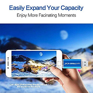 Wansenda 128GB USB C Flash Drive 2 in 1 Thumb Drive, OTG USB 3.0 & Type-C Photo Memory Stick for Android Devices/PC/Mac (128GB, Blue)
