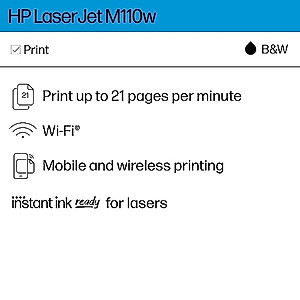 HP LaserJet M110w Wireless Printer, Print, Fast speeds, Easy setup, Mobile printing, Best for small teams