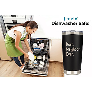 JENVIO Neighbor Gifts | Laser Engraved Stainless Steel Travel Tumbler with Lid and 2 Straws | Housewarming New Ideas Going Away Thank You Valentine's Day (20 Ounce)