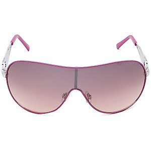 Rocawear Women's R452 Metal UV Protective Vented Temple Shield Sunglasses Gifts for Women with Flair 65 mm, Silver & Pink, mm US
