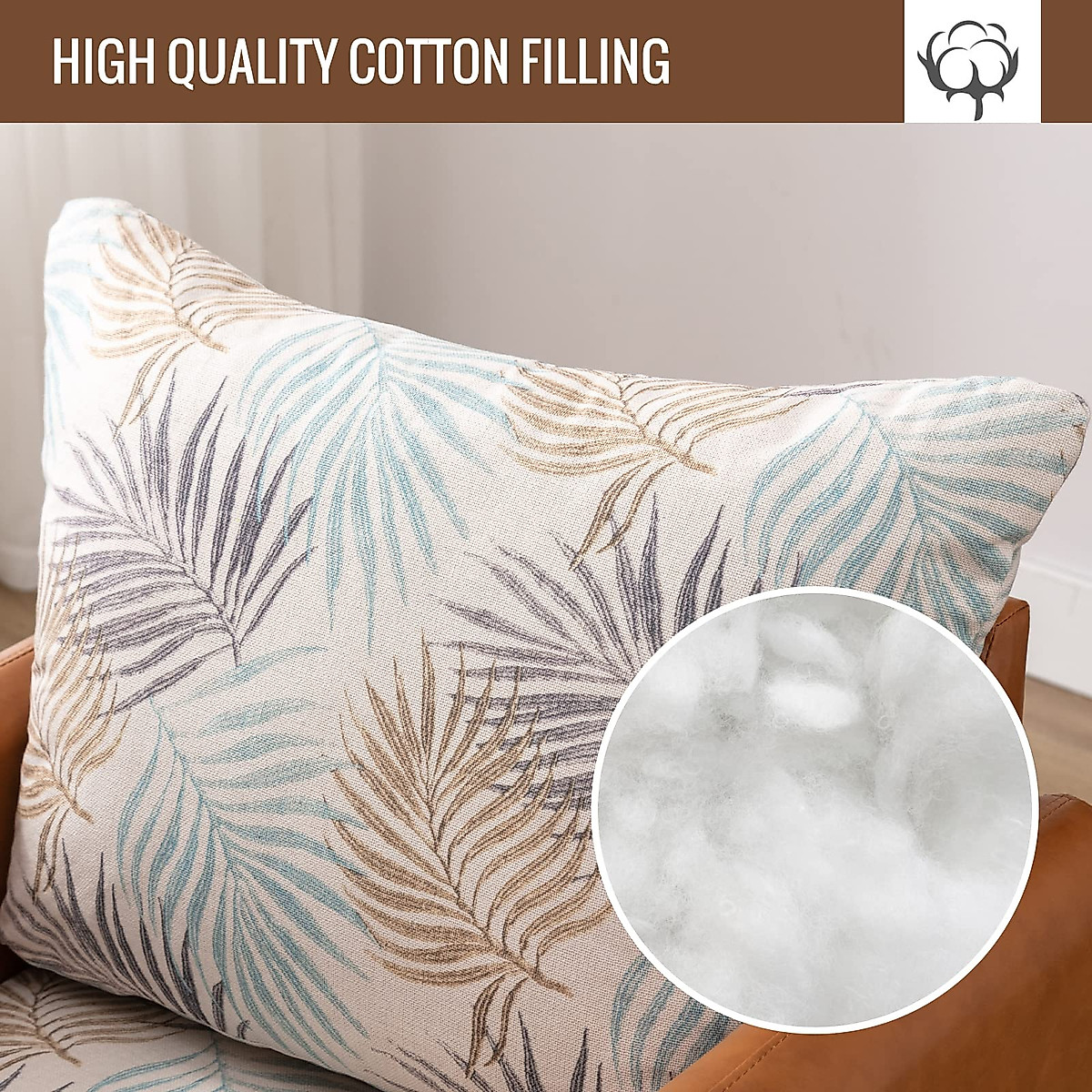 Icoget Accent Armrest Single Sofa Chair Fabric and Leather, Mid-Century Modern Chair w/Rubberwood Legs for Small Spaces, Comfy Living Room Upholstered Chair for Relaxing Reading - Brown