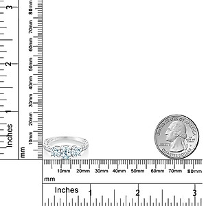 Gem Stone King 10K White Gold Sky Blue Aquamarine and White Lab Grown Diamond 3 Stone Engagement Ring For Women (1.79 Cttw, Oval Gemstone March Birthstone, Available in size 5, 6, 7, 8, 9)