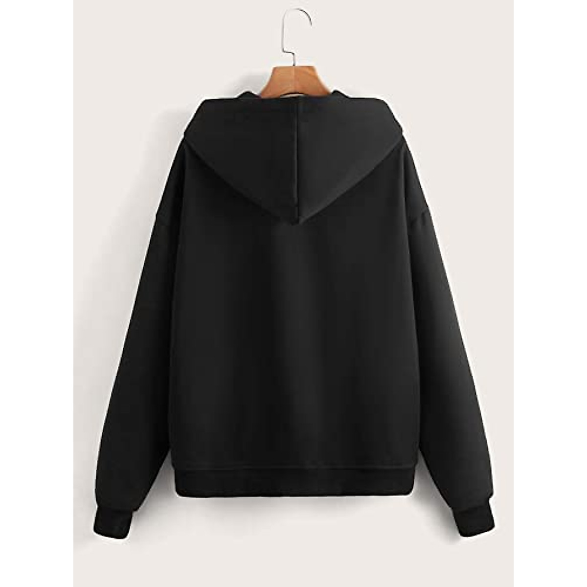 SHENHE Women's Punk Skeleton Graphic Zip Up Hoodie Oversized Rhinestone Drawstring Sweatshirt Black S