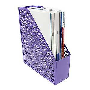 EasyPAG 5-Piece Desk Organizer and Accessories Set -Pencil Holder, Letter Sorter, File Holder,Business Card Holder and Sticky Note Holder,Purple