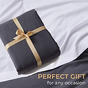 Mellanni Bed Sheet Set + Flannel Duvet Cover Set Bundle&Save - Bundle Includes: 4pcs Bed Sheet Set and 3pcs 100% Organic Cotton Flannel Duvet Cover Set (Queen, Gray)