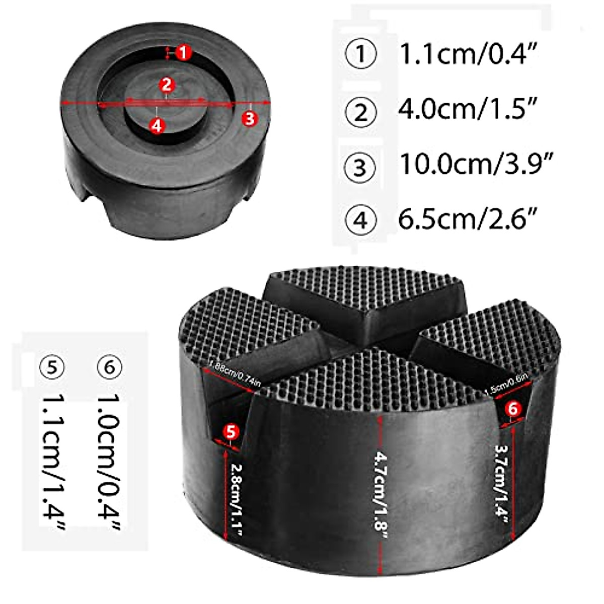 DIY Car Universal X-Slot Jack Pad Rubber Frame Rail Adapter Protector Pinch Weld Side Car Lifting Anti Slip Design Floor Support 10x4.7cm Trolley