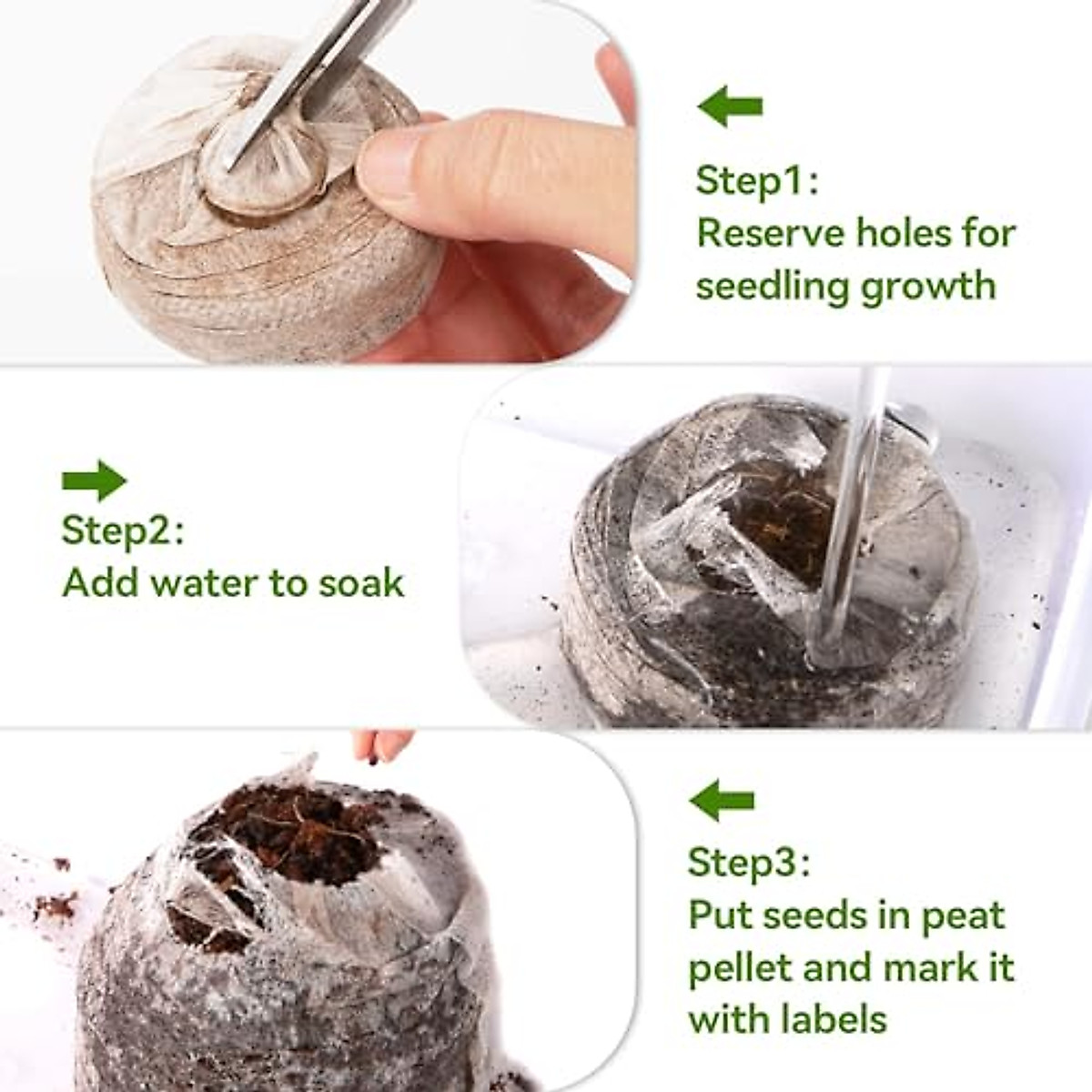 200 Pcs Peat Pellets - 30mm Seeds Plant Starting Plugs, Compressed Nutrient Fertilizer Fiber Soil Block, Plant Pods Bulk for Seedling Transplanting Herb Flower Vegetables