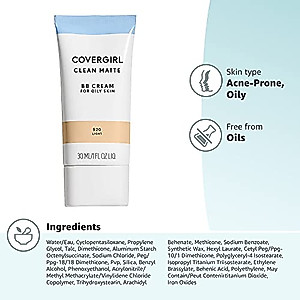 COVERGIRL - Clean Matte BB Cream, Oil-Free, Long-Lasting, Sensitive Skin, Lightweight, 100% Cruelty-Free