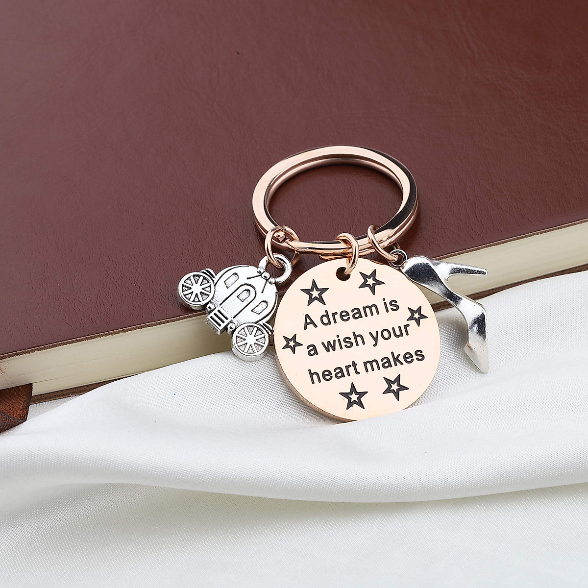 PLITI Goddaughter Gift A Dream Is A Wish Your Heart Makes Keychain Inspirational Ladies Girls Graduation Gifts For Her (Dream is ur Heart makes RG)
