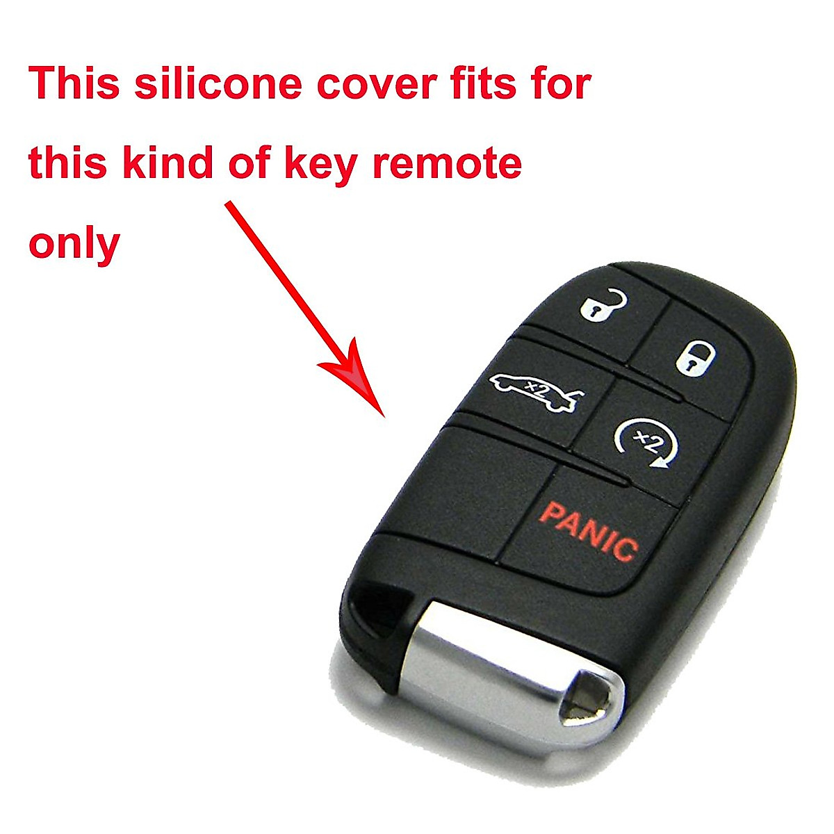 Silicone Smart Key Fob Skin Cover Case Protector 5 Buttons Keyless Jacket Remote Bag Fit for Jeep Grand Cherokee Dodge Challenger Charger Dart Durango Journey Chrysler 300 (Black with Red + Red)