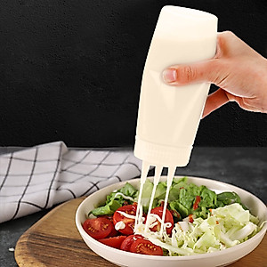 SOUJOY 16 Pack Condiment Squeeze Bottle, 16 Oz 3-Hole Kitchen Ketchup Squirt Bottle with Nozzle Tip and Label, Plastic Dispenser Container for Sauces, Paint, Oil, Salad Dressings, Arts and Crafts