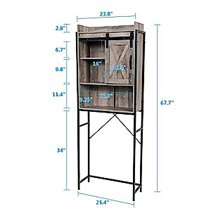 Puluomis Over The Toilet Storage Cabinet - 4-Tier Bathroom Organizer Over The Toilet with 3 Positions Adjustable Shelf Shelves - Over The Toilet Bathroom Rack with Sliding Door