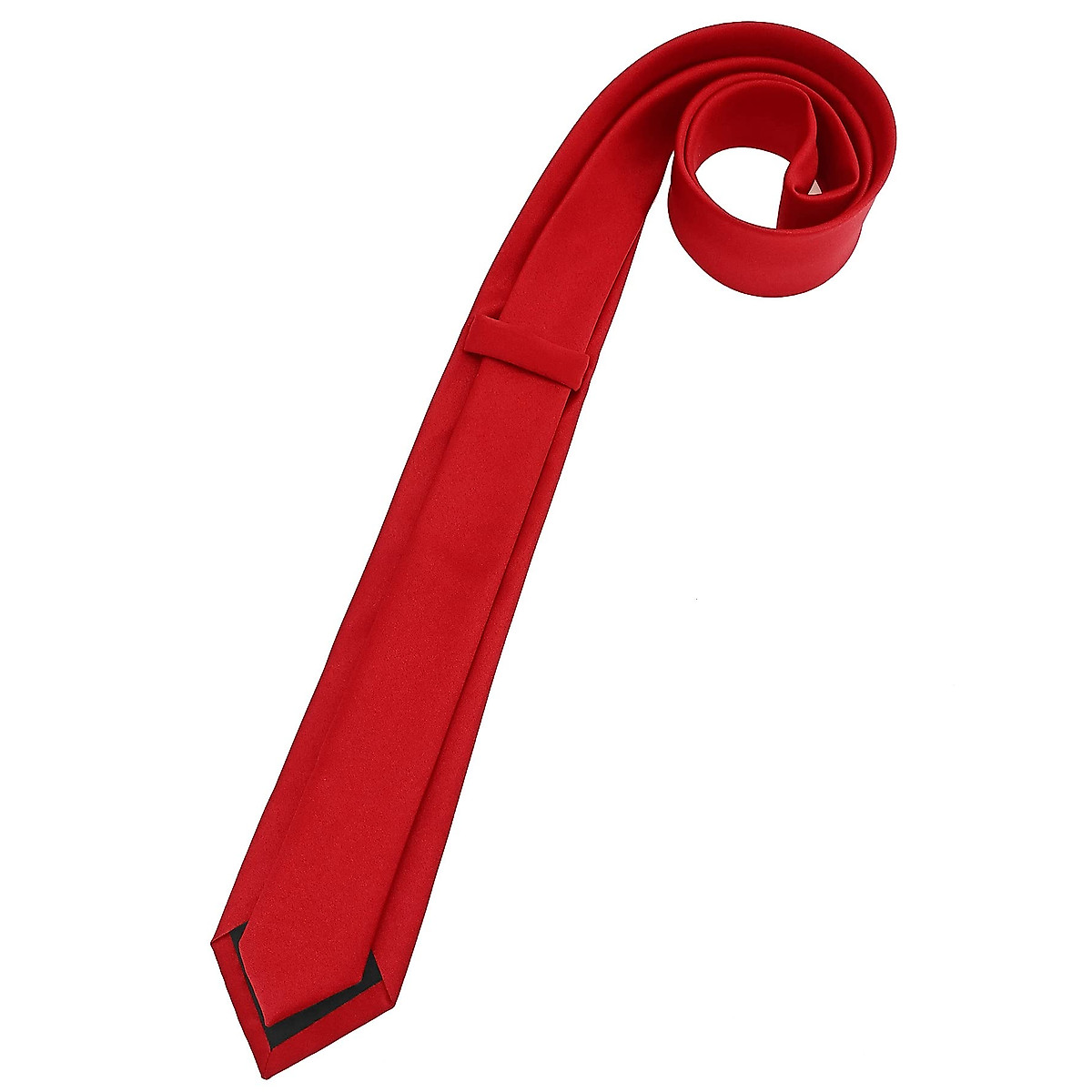 PenSee Men's Red Ties Solid Pure Color 2.35" (6CM) Plain Slim Necktie Skinny Ties For Men