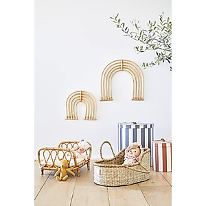 BEBE BASK Rattan Rainbow Nursery Decor Set of 2 - Handmade - Rainbow Decor for Girls Room - Wall Decorations
