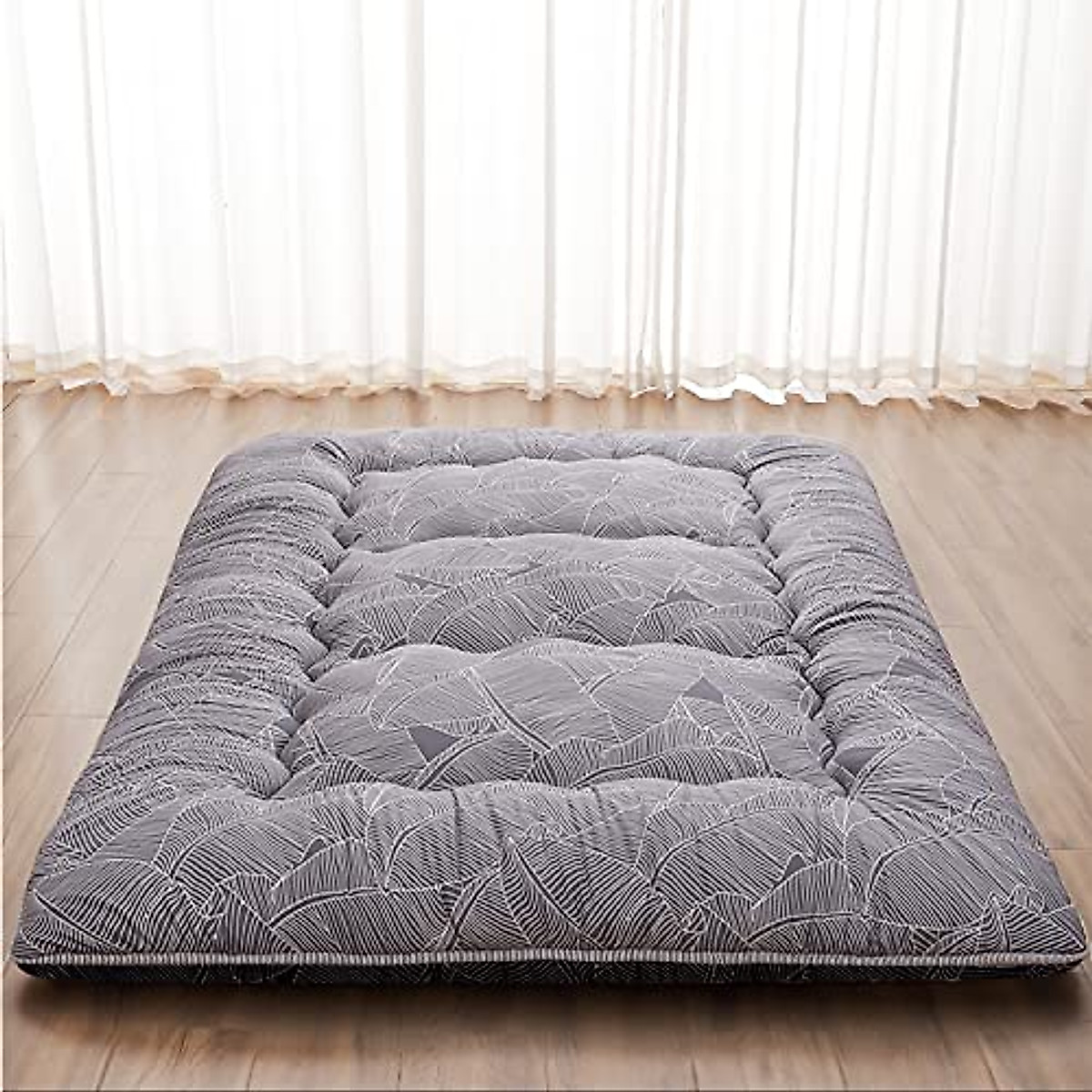 XICIKIN Japanese Floor Mattress, Futon Mattress Foldable , Roll Up Tatami Mat with Washable Cover, Easy to Store and Portable for Camping, Feather, Twin Full Queen