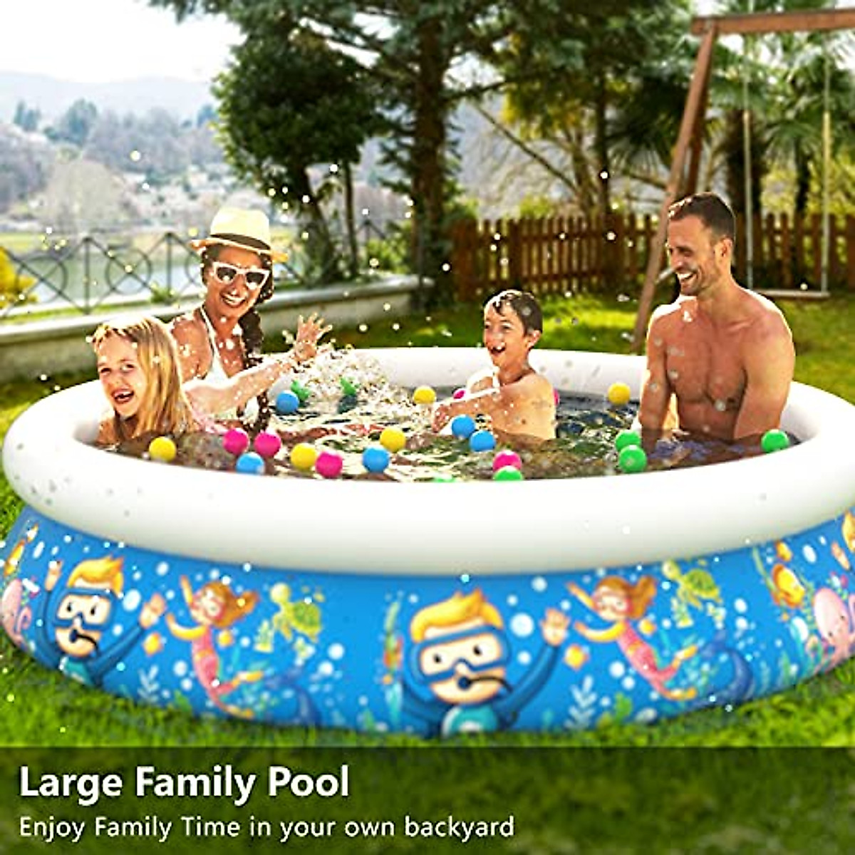 Jasonwell Inflatable Kids Kiddie Pool - Wading Pool for Toddler Durable Swimming Pool Family Above Ground Pool Summer Outside Round Pools for Children Adults Garden Backyard (80.7Wx18.5H)