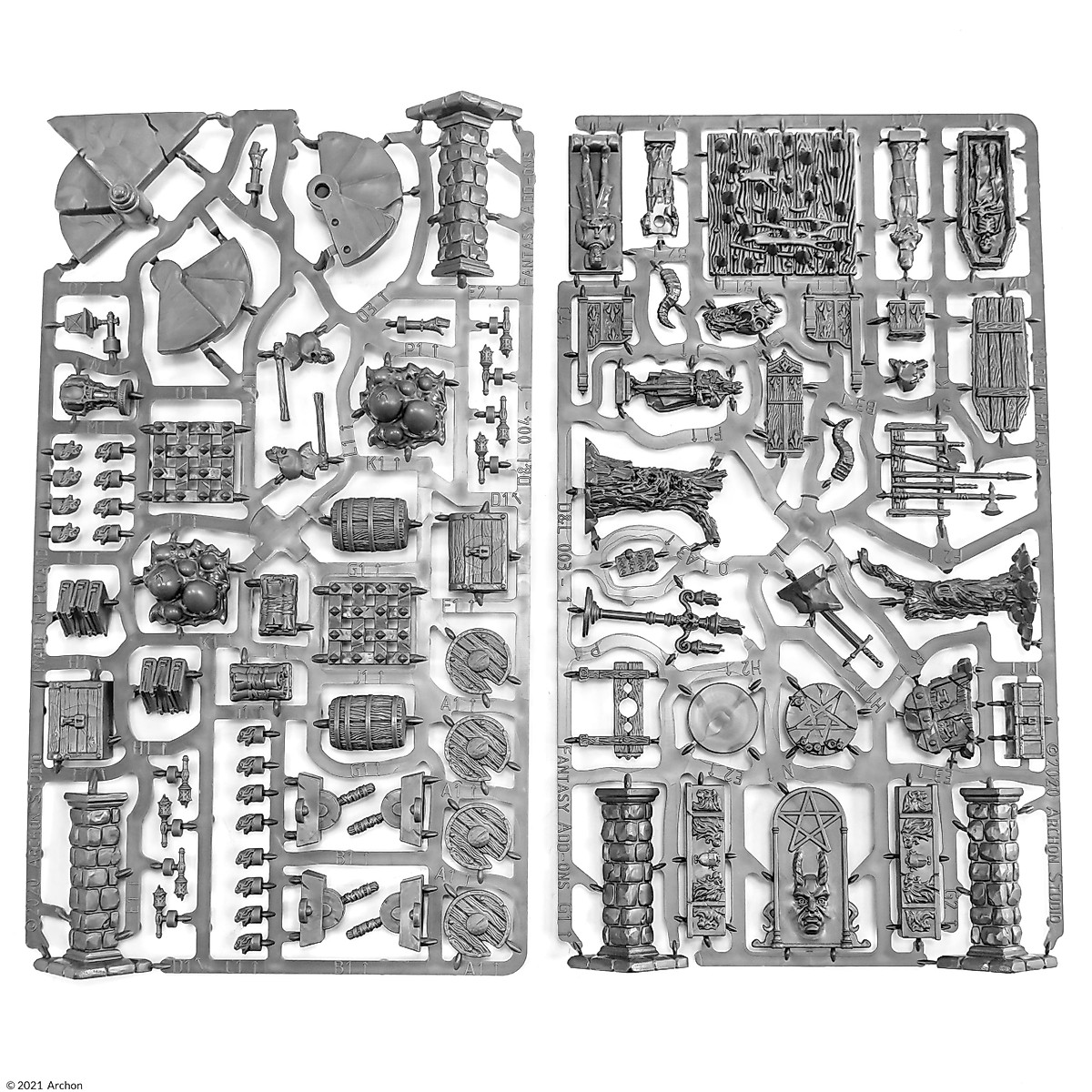 Dungeons & Lasers Fantasy Customization Bits for DND Terrain - 70 Pieces of D&D Accessories and Props for 5E Tabletop RPG Games - Unpainted, Unassembled - for Ages 14 Years and up