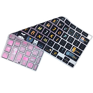 SANFORIN Keyboard Cover Protector for 2020 Apple MacBook Air 13.3 inch (Model: A2179, A2337 M1 Chip, US Layout) with Touch ID, Silicone Skin Keyboard Protector with Floral Design, Cat