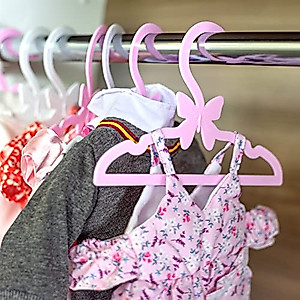 Doll Clothes Hangers for 18" Dolls -Set of 12 White Butterfly Hangers- Unique Design American Outfit Accessory Coat Hangers, Holds Shirt, Pants, Skirt - Gifts for Girls Kids Birthday