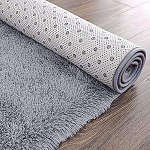 Chicrug Soft Area Rugs for Bedroom Living Room Plush Fluffy Rug 2x6 Feet, Shag Furry Area Rug Carpet Non Shedding for Nursery Children Kids Girls Room Home Decorative, Grey