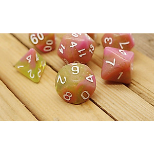 DND Dice Polyhedral 7-Die Dice Set for D&D Dungeons & Dragons Role Playing Gaming Glitter dice(Pink Green)…