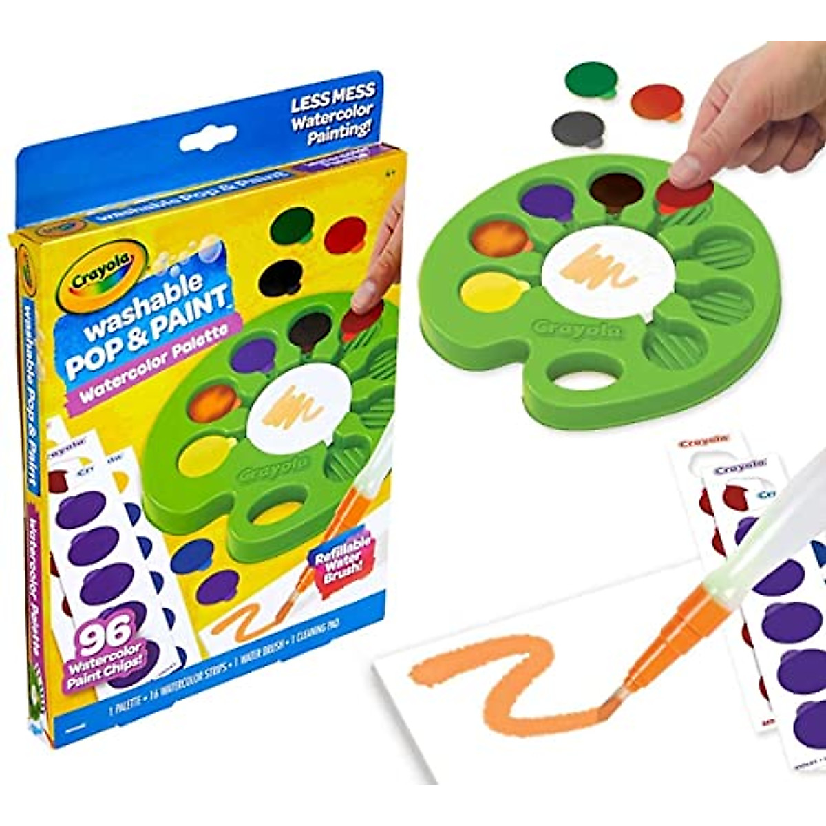 Crayola Watercolor Paint Set, Pop & Paint Palette, Washable Kids Paints, Gift