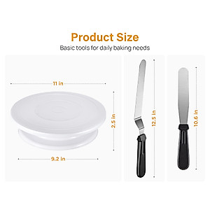 Kootek 69pcs Cake Decorating Supplies Kit, Cake Decorating Set with Cake Turntable Stand, 12 Numbered Icing Piping Tips, 50 Pastry Bags, Straight & Angled Spatula, 3 Scraper & Other Baking Supplies