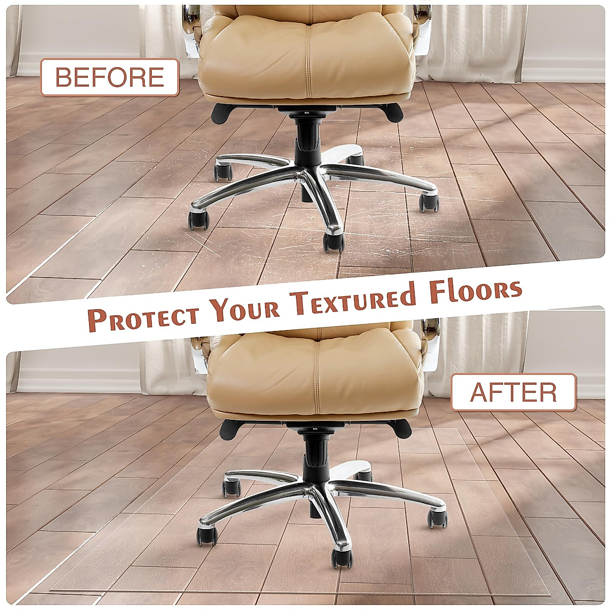 HappyTrends Office Chair Mat for Carpet-36 x48 Transparent Computer Desk Chair Mat for Carpeted Hard Wood/Tile Floor,Anti-Slip Home Office Chair Floor Mats for Work,Home and Gaming