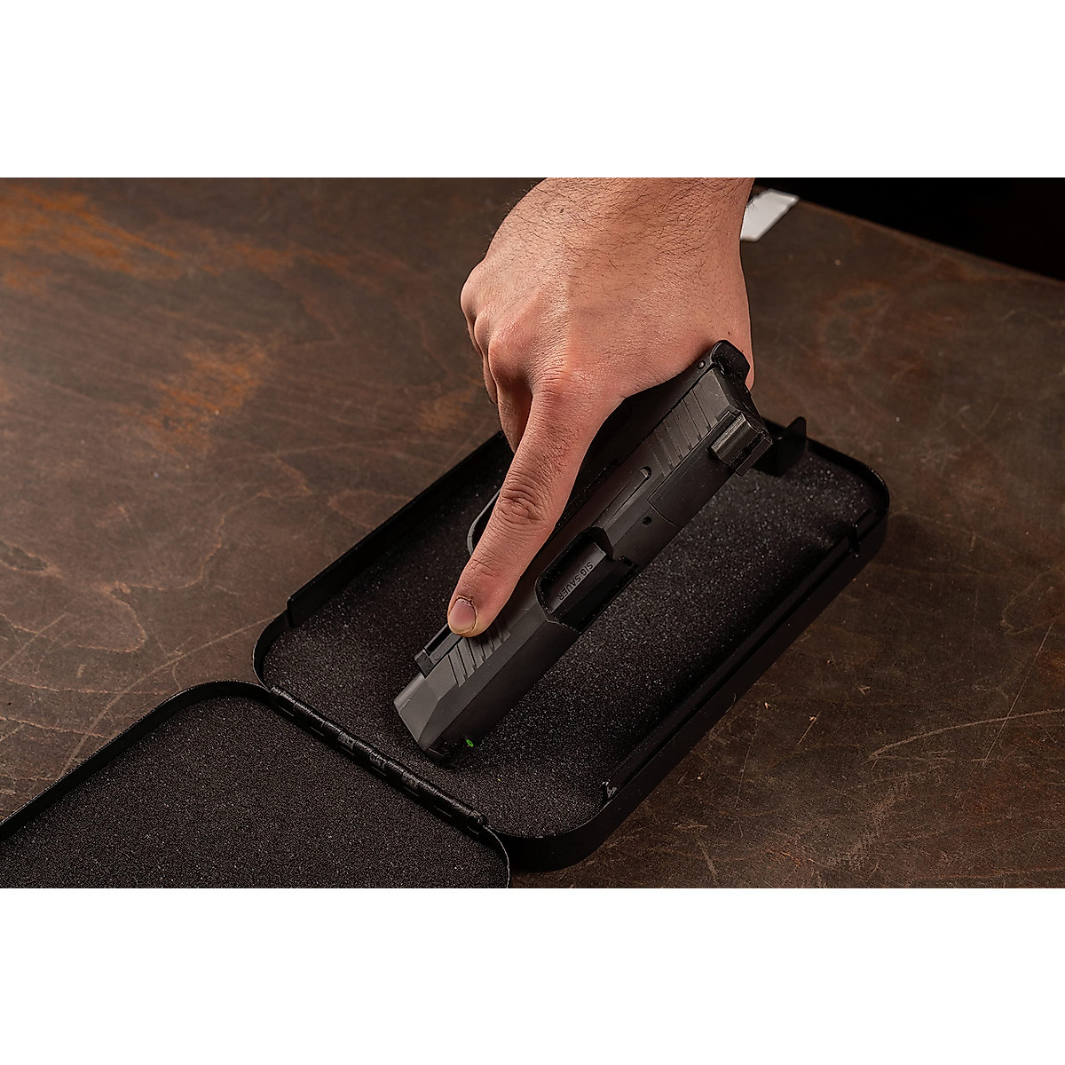 Lockdown Keyed Compact and Subcompact Handgun Vault with All Steel Construction, TSA Approval and CA DOJ Certification for Secure Storage and Travel