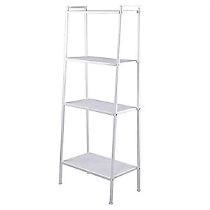 WEI WEI GLOBAL 4-Tier Ladder Shelf Bookcase - Metal Bookshelf - Open Shelf Display Rack Storage Organizer for Home, Office, Living Room, Bedroom, Kitchen, and Bathroom - White