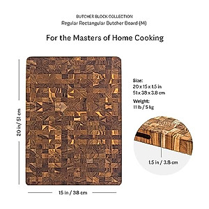 Teakhaus Butcher Block Cutting Board - Medium Wooden Cutting Board - Teak End Grain Wood - Knife Friendly - FSC Certified