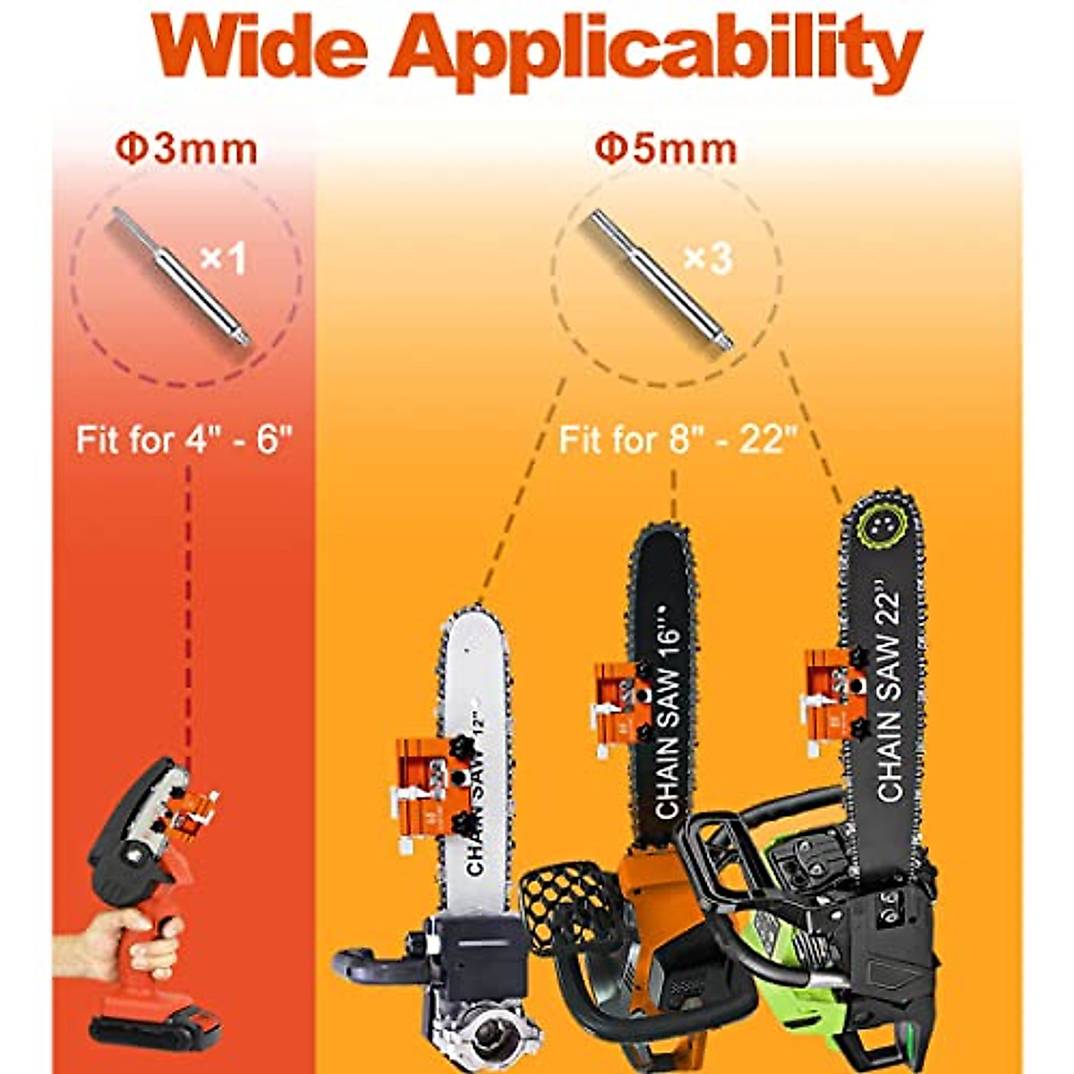 Chainsaw Sharpening Jig Hand Crank, Mini Chainsaw Sharpener Kit with Carrying Bag, Portable Manual Steel Chainsaw Blade Sharpener Tool Attachment for Gas/Electric Chain Saw, Lumberjack, Garden Worker
