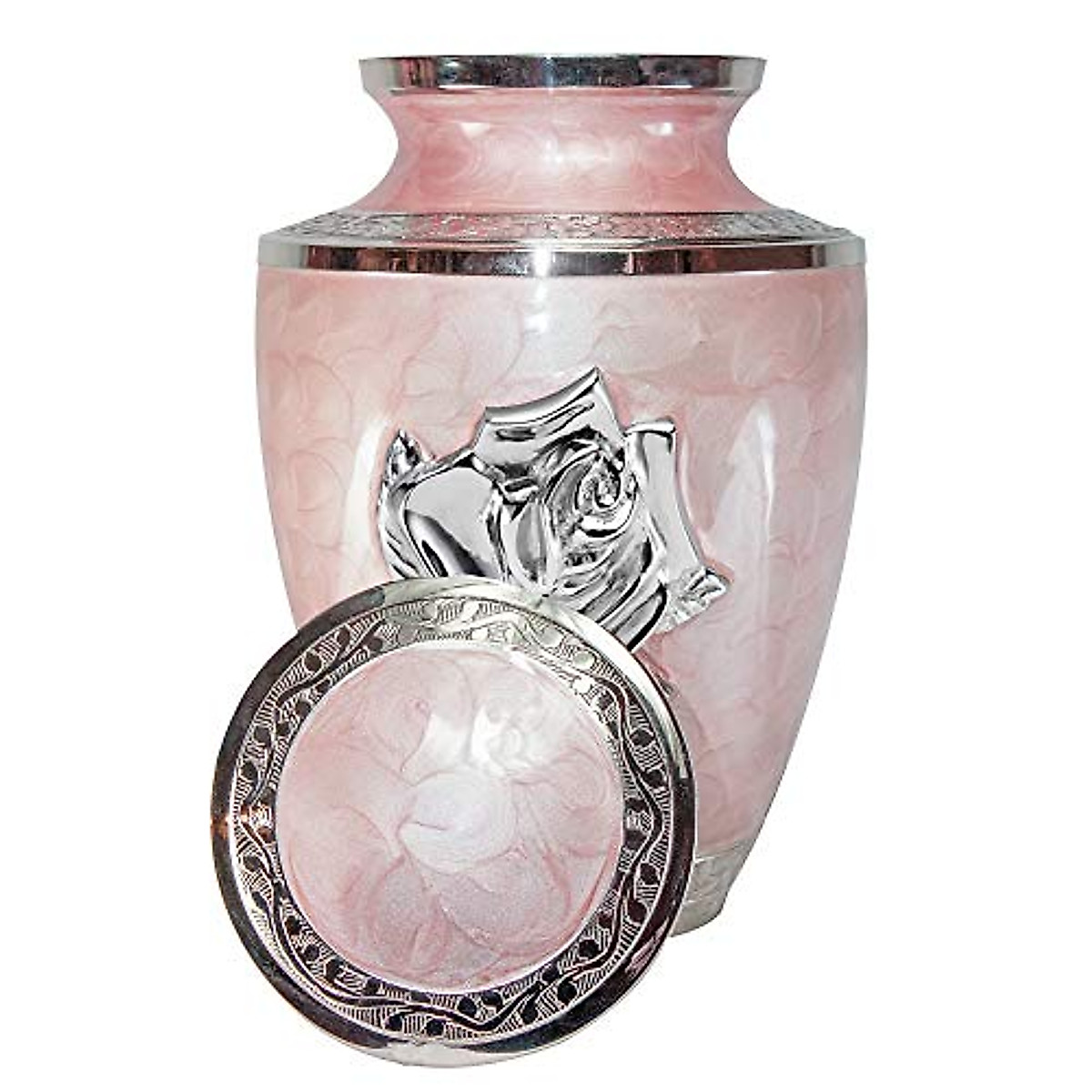 Custom Adult Pink Rose Cremation Urn, Large Rose Flower Funeral Urn, Ash urn with Velvet Bag and Personalization