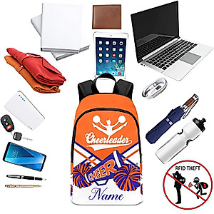 zaaprintblanket Personalized Cheerleader Cheer Orange Blue Backpack Casual Daypack Bag for Man Woman