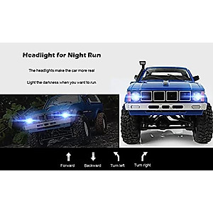 FMTStore WPL C24 1/16 2.4GHz 4WD RC Car Crawler Headlight Remote Control Crawler Off-Road Pick-up Truck RTR Toy Boy, Girl and Adult (Blue)
